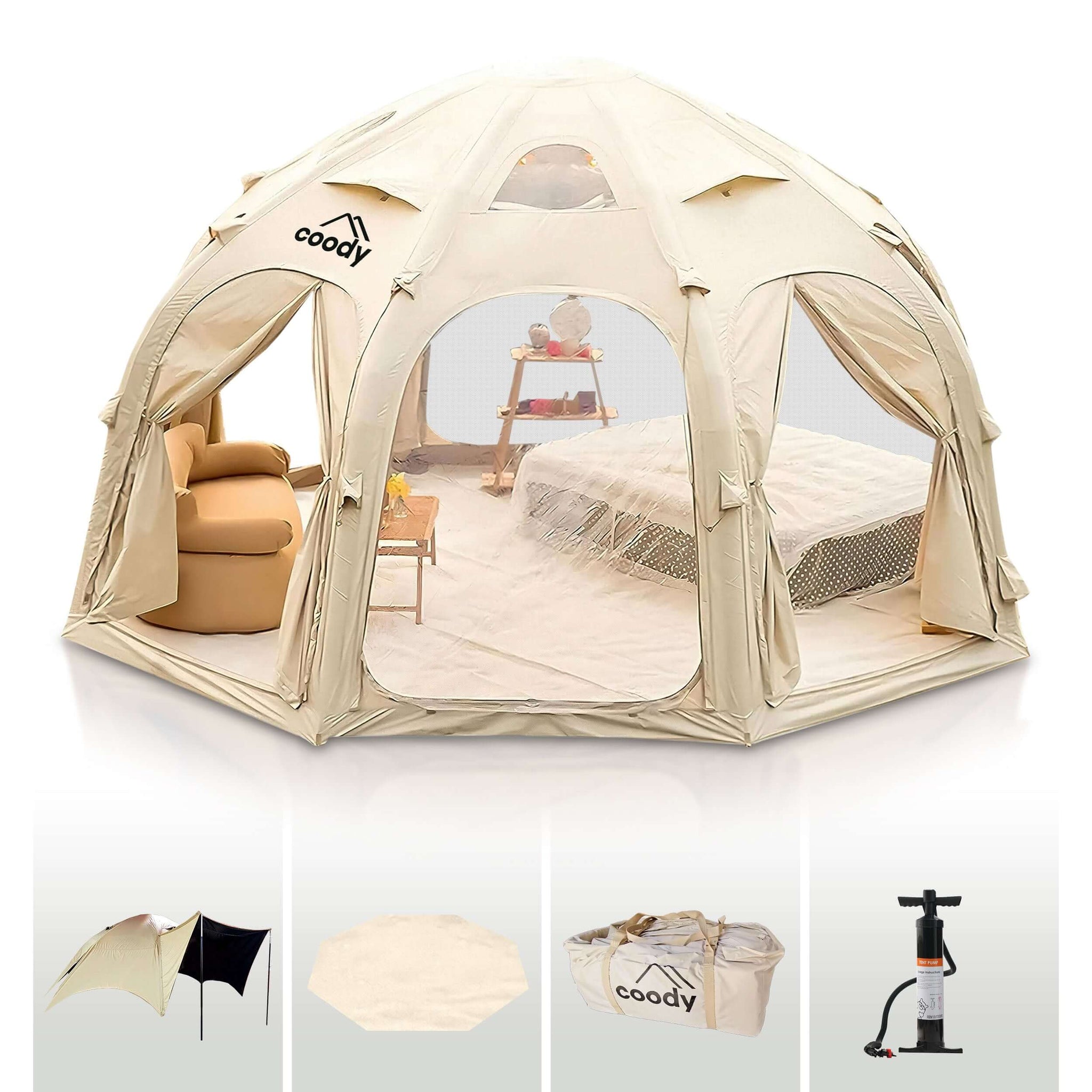 Coody Dome Octopus Beige Inflatable Shelter for 2-4 person
