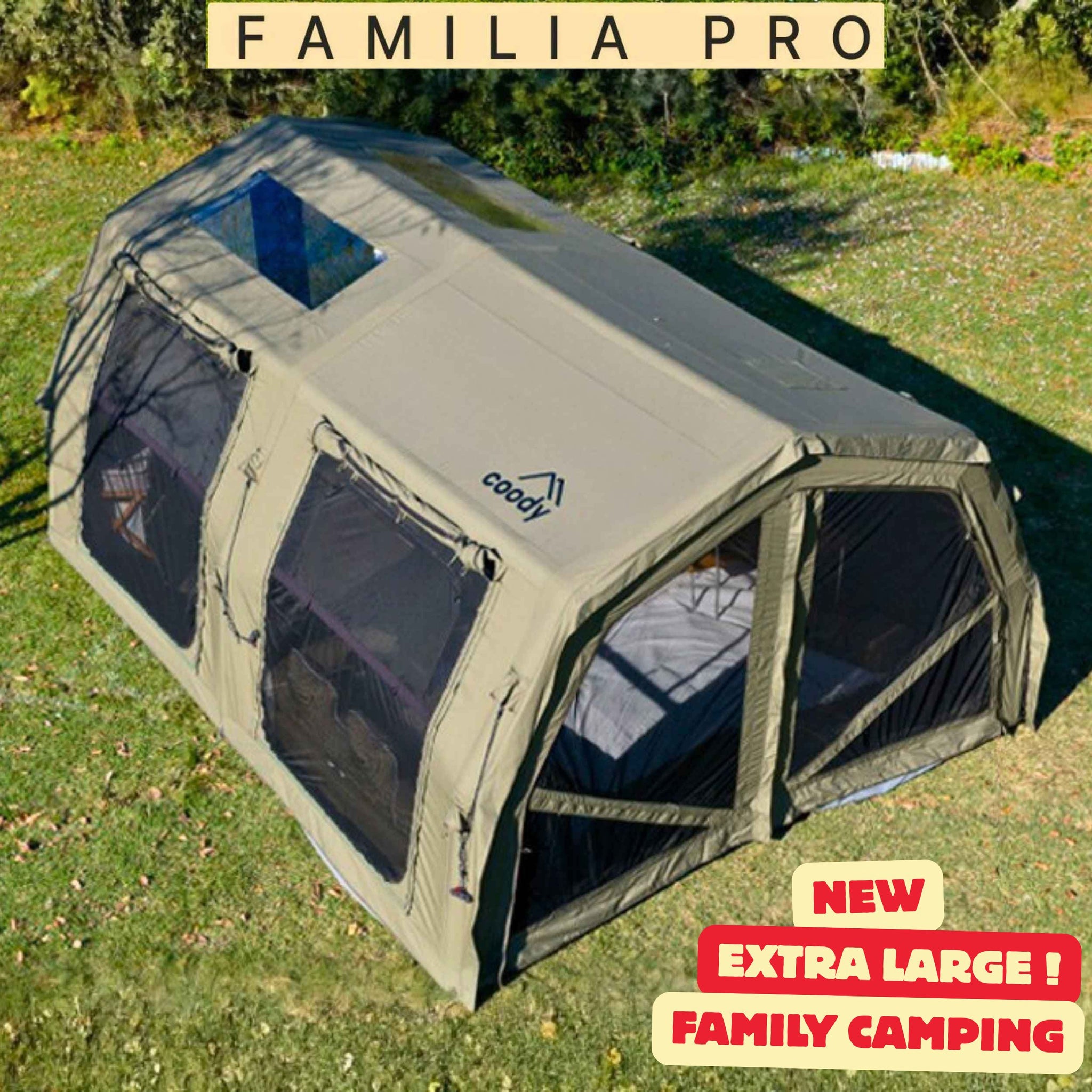 Coody Familia Pro AirTent 17.2 Forest Green Inflatable Tent for Campin
