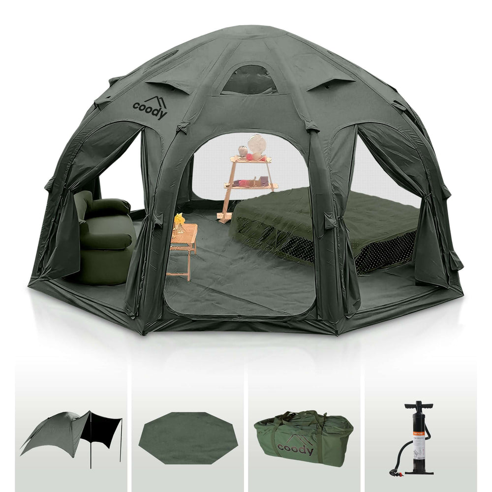 Coody Dome Octopus Forest Green Inflatable Shelter for 2-4 person